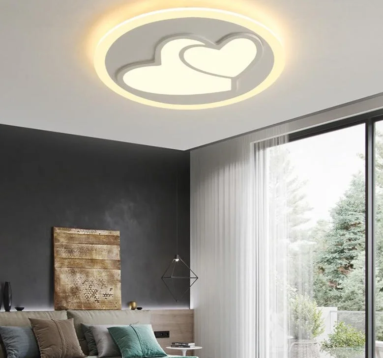 Acrylic Modern Led Ceiling Lights Pink Heart Shape For Living Room ...