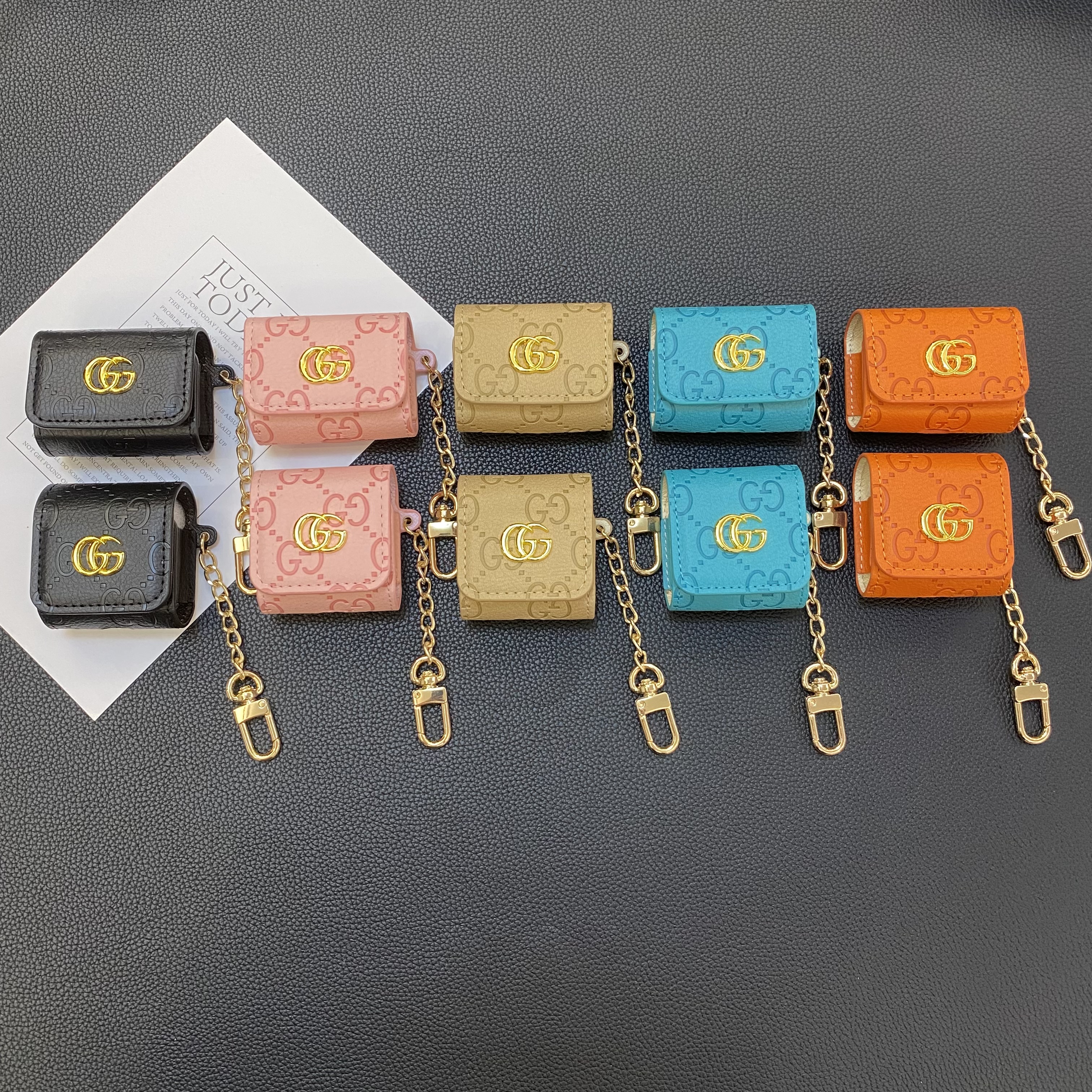 Buy Gucci Cheapes Leather Embossed Metal Logo Apple AirPods Headphones ...