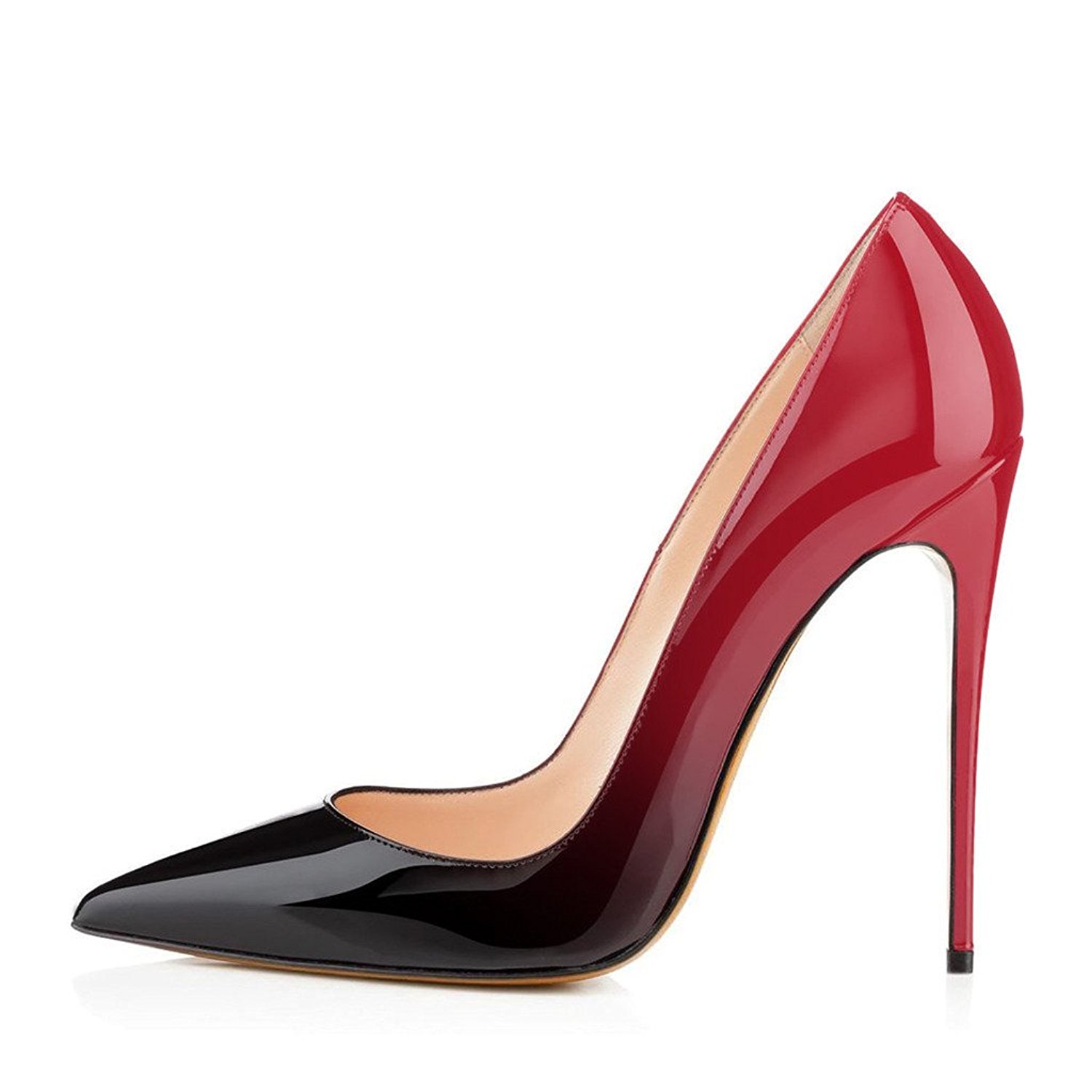Black and Red Ombre Patent Leather Stiletto Heels Vdcoo