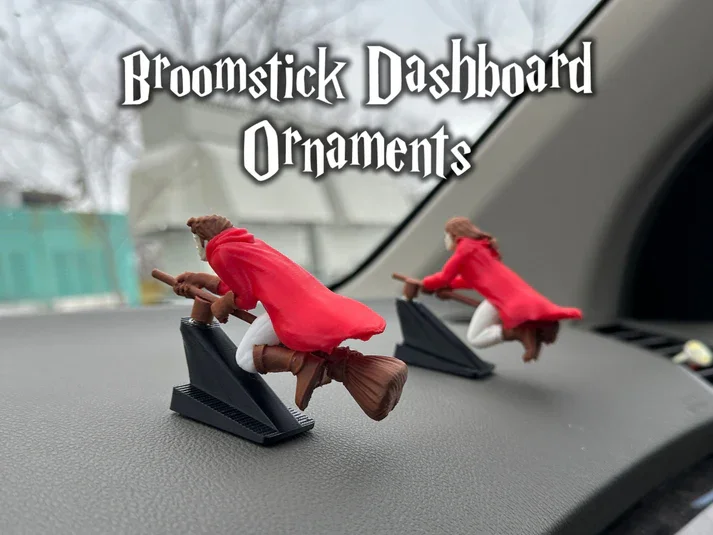 Witch and Wizard Broomstick Dashboard Drift Ornaments - Fantasy Car ...