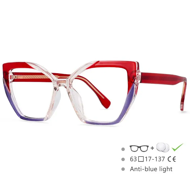 54585 Ladies Anti-Blu-Ray Optical Frame Cat Eye Square Large Frame Eye ...