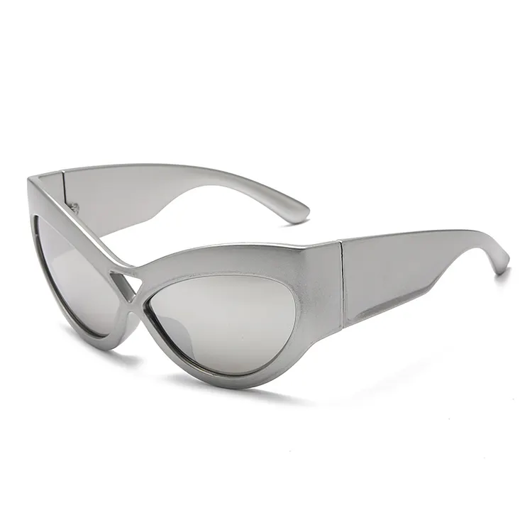 2024 New Large Frame Cat Eye Sunglasses Retro UV400 Large Mirror Leg ...