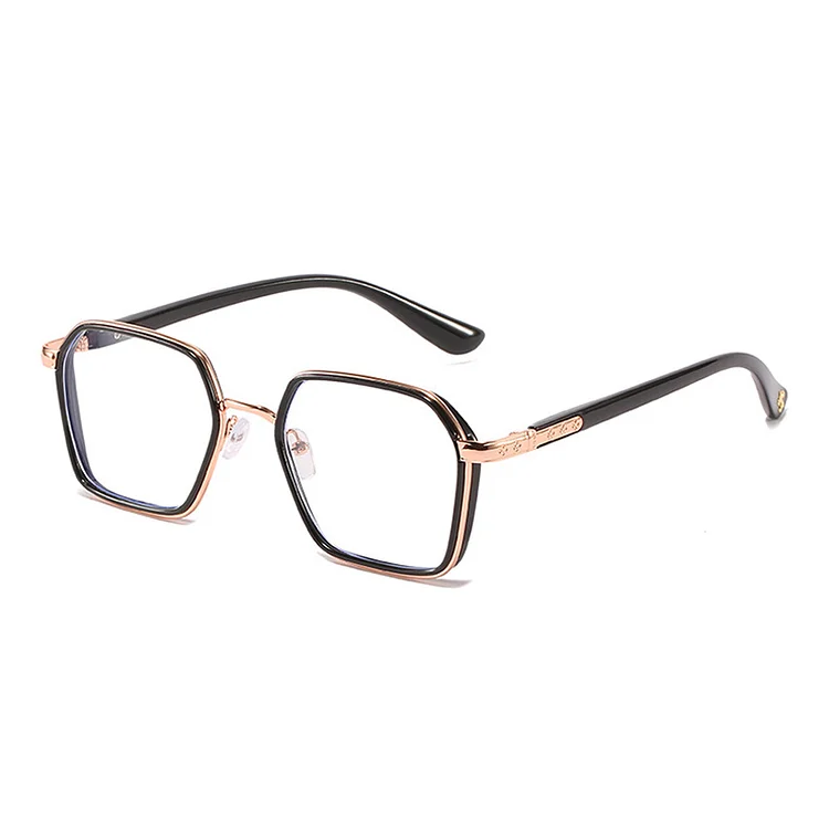 Elbru Oversized Anti Blue Light Myopia Glasses Vintage Men Metal Frame ...