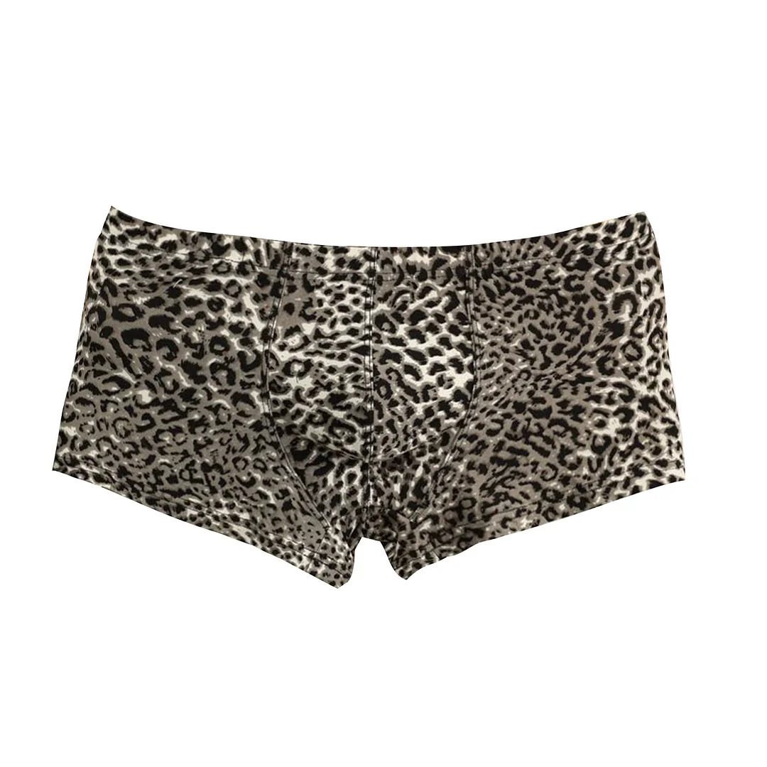 Men's Leopard Print U Convex Pouch Underwear Sexy Low Waist Boxer Briefs