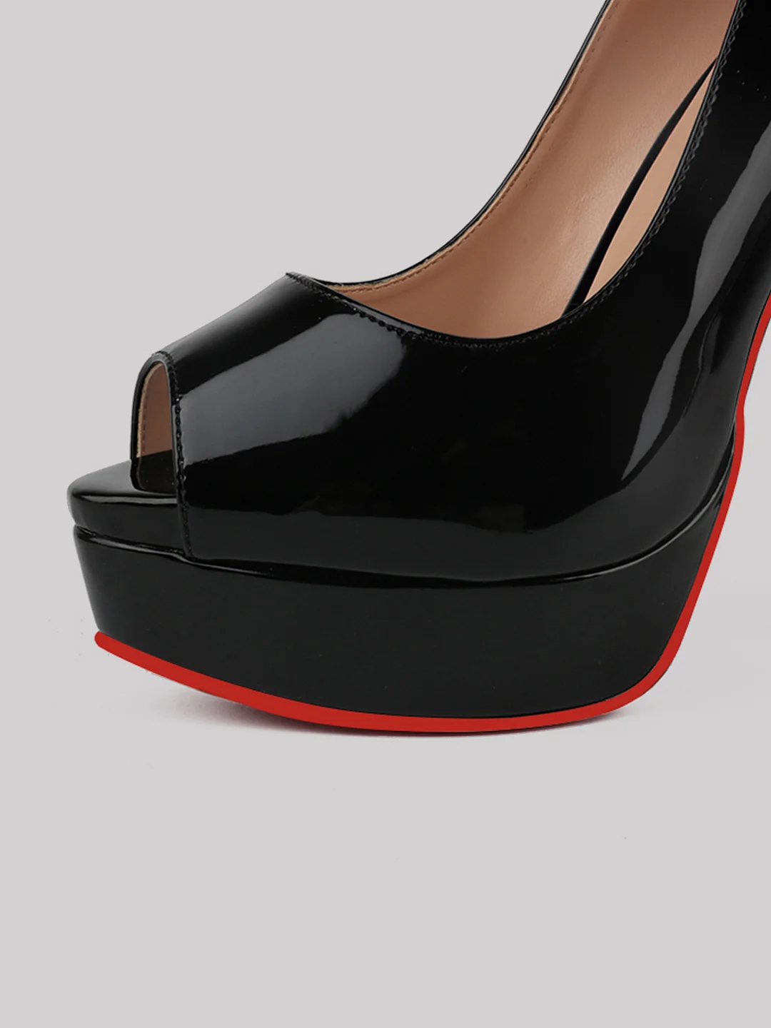 150mm Women's Platform High Heels Red Bottoms Peep Toe Pumps Patent Shoes