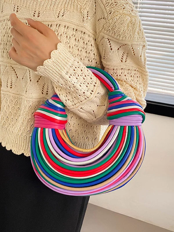 Stylish Geometric Zipper Handbags with Contrast Colors