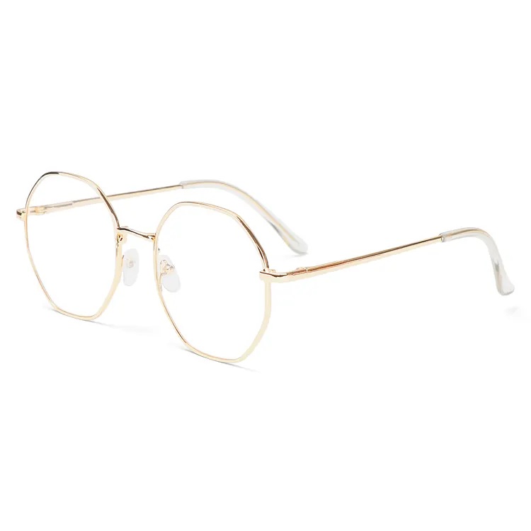 Ultralight Retro Octagon Anti Blue light Myopia Glasses Metal Frame ...