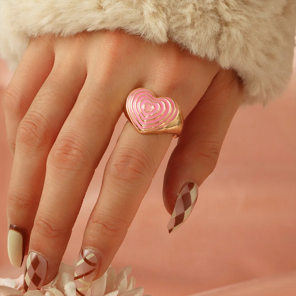 CANDY COLOR LAYERED HEART OPEN RING