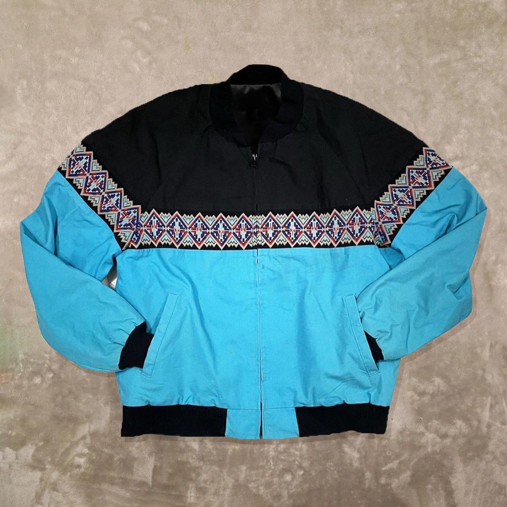 Fashionable Web Splicing Long Sleeve Zipper Jacket