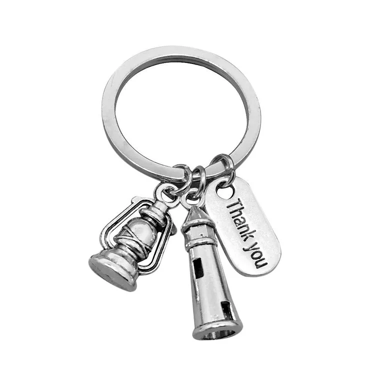 Lighthouse Coal Oil Lamp Thank You Keychain