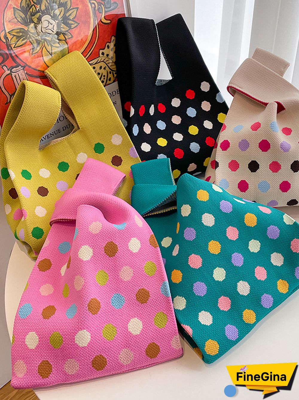 FineGina Multi-Colored Polka Dot Bags Handbags