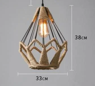Hemp Rope Lamp Retro Creative Personality American Rural Small Chandelier