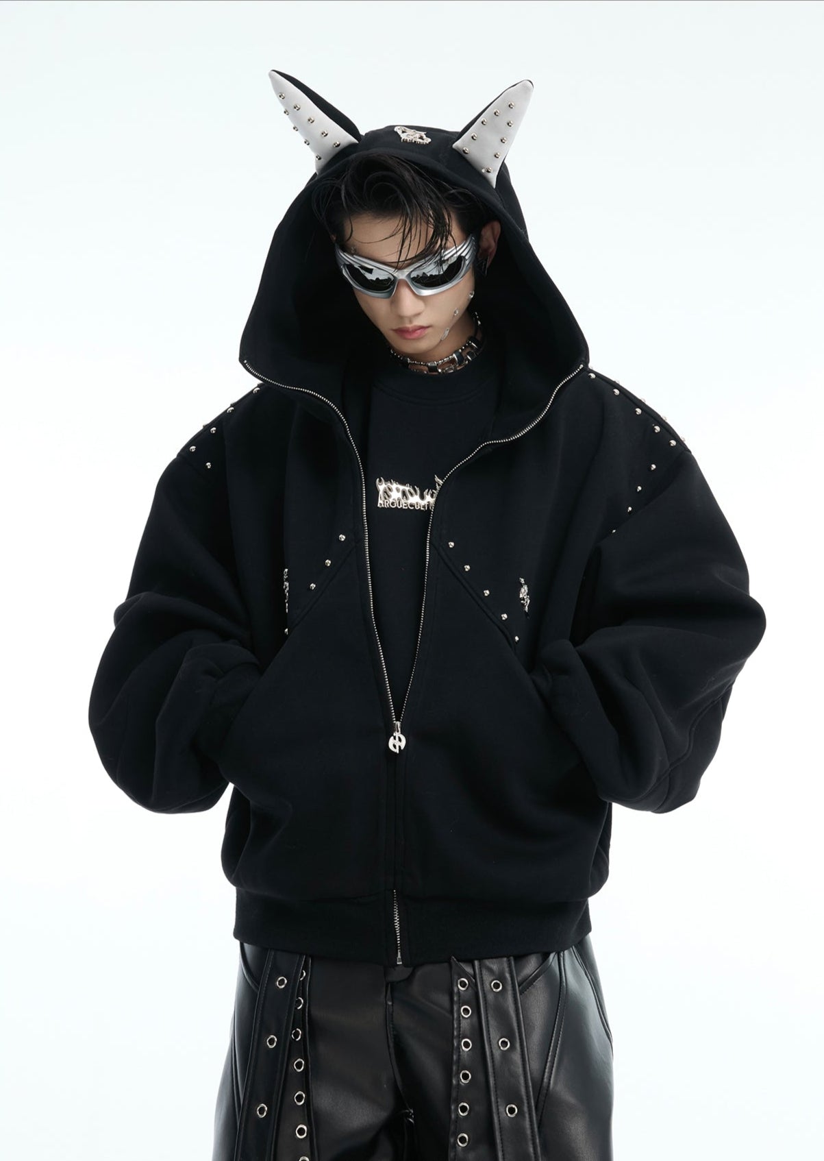 【25s Feb.】Rivet Stitching Doberman Hooded Couple Jacket