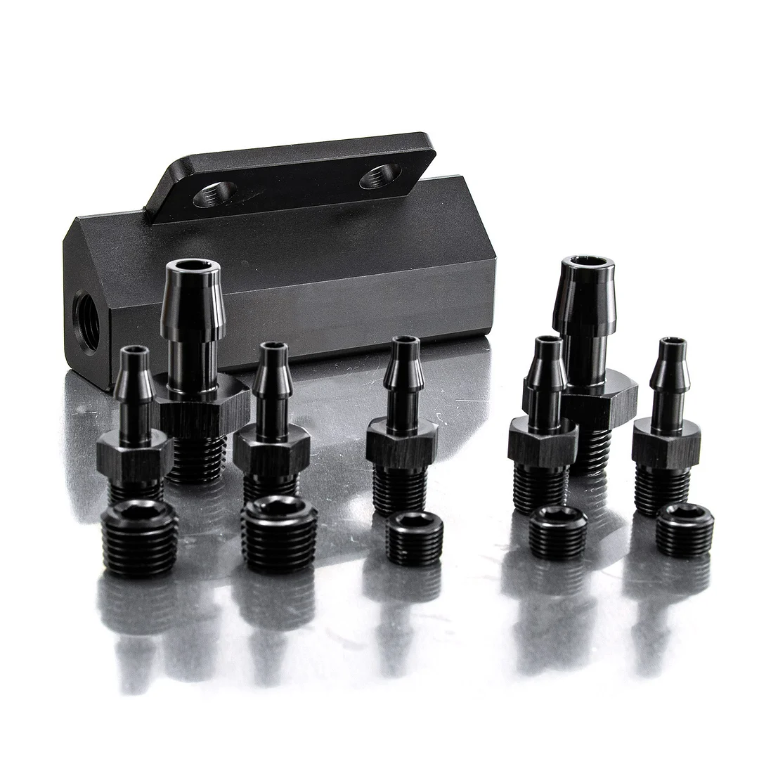 Alloyworks 5 Port VACUUM Block Intake Manifold Fuel Gas Wastegate Turbo ...