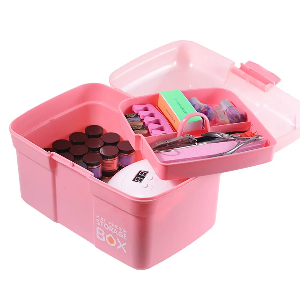 Plastic Multifunction Makeup Storage Box Nail Polis Organizer Lipstick ...