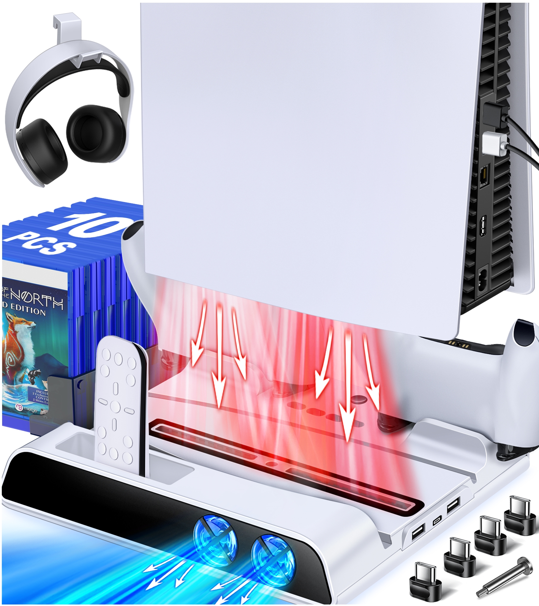 PS5 Stand, PS5 Mount PS5 Fan for Playstation 5 / PS5 Digital Edition ...