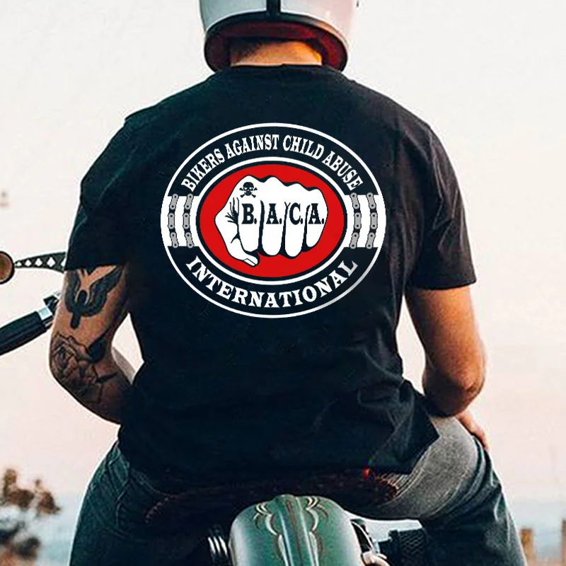 B.A.C.A. BIKERS AGAINST CHILD ABUSE Black Print T-Shirt