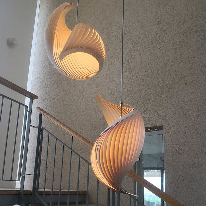 Creative Conch-Inspired Wooden Chandelier - Unique Hollow Light ...