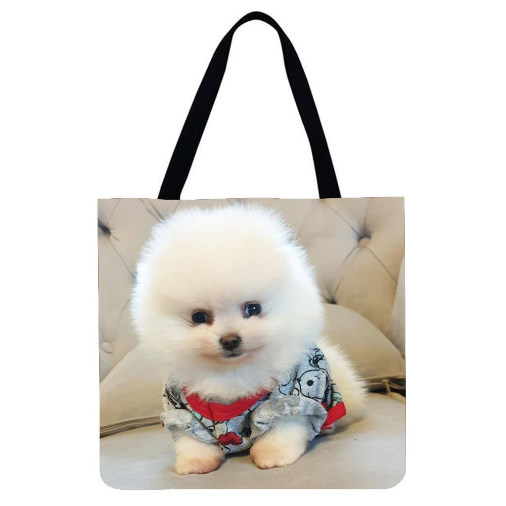Linen Eco-friendly Tote Bag - Pomeranian Dog