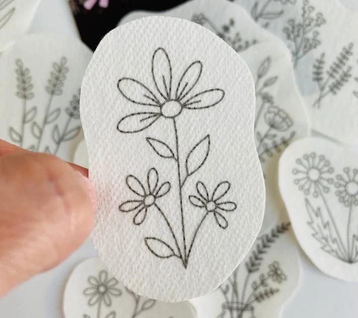 Water Soluble Botanical hand embroidery Pattern，Peel and Stick ...