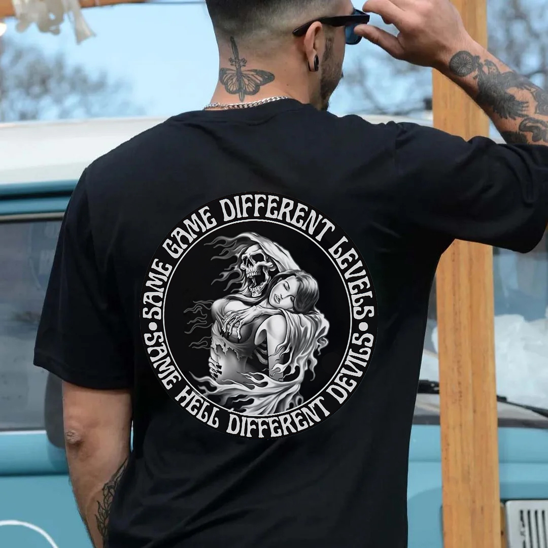 Same Game Different Levels Printed Men's T-shirt