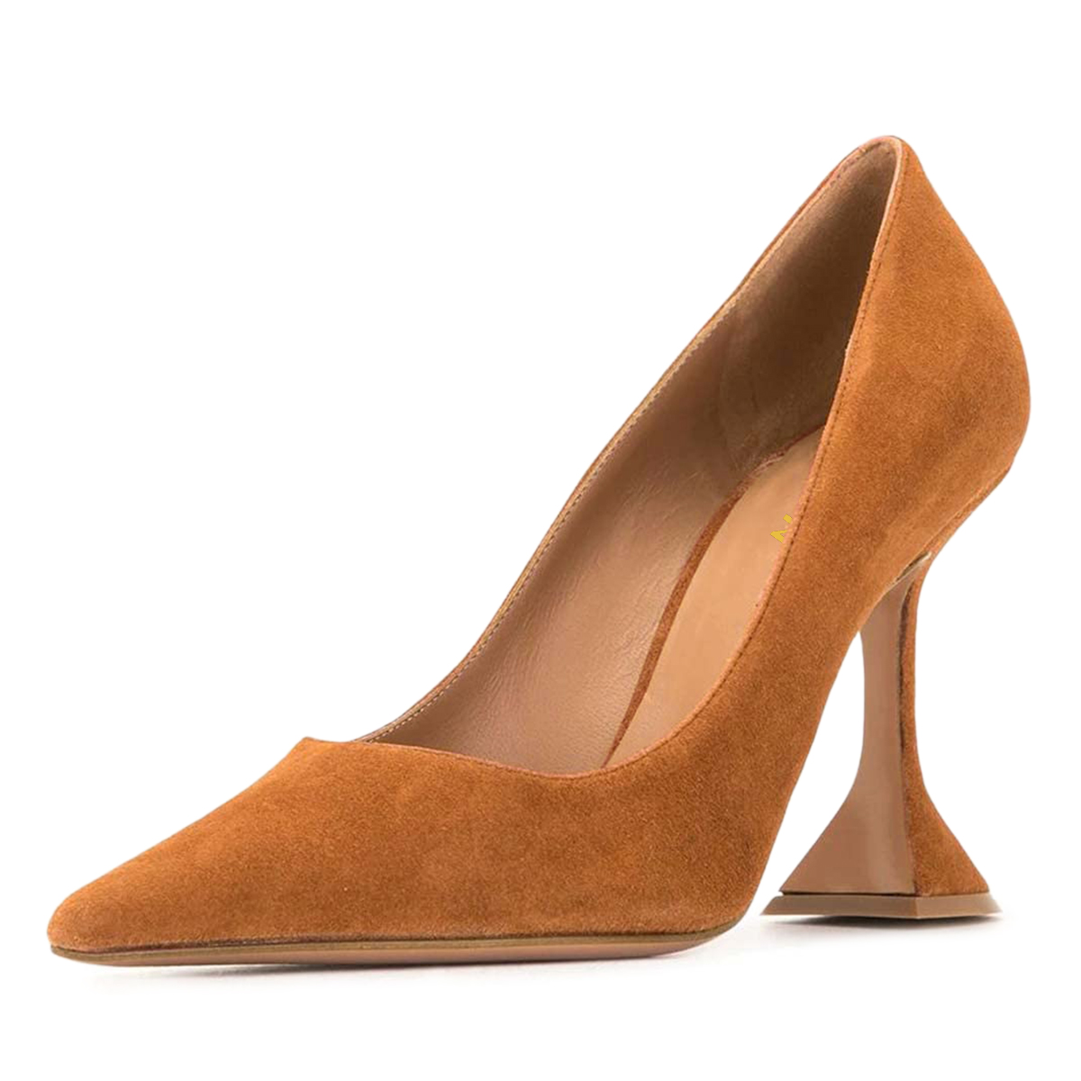 Orange Faux Suede Pointed Toe Flared Heel Pumps for an Elegant Outfit