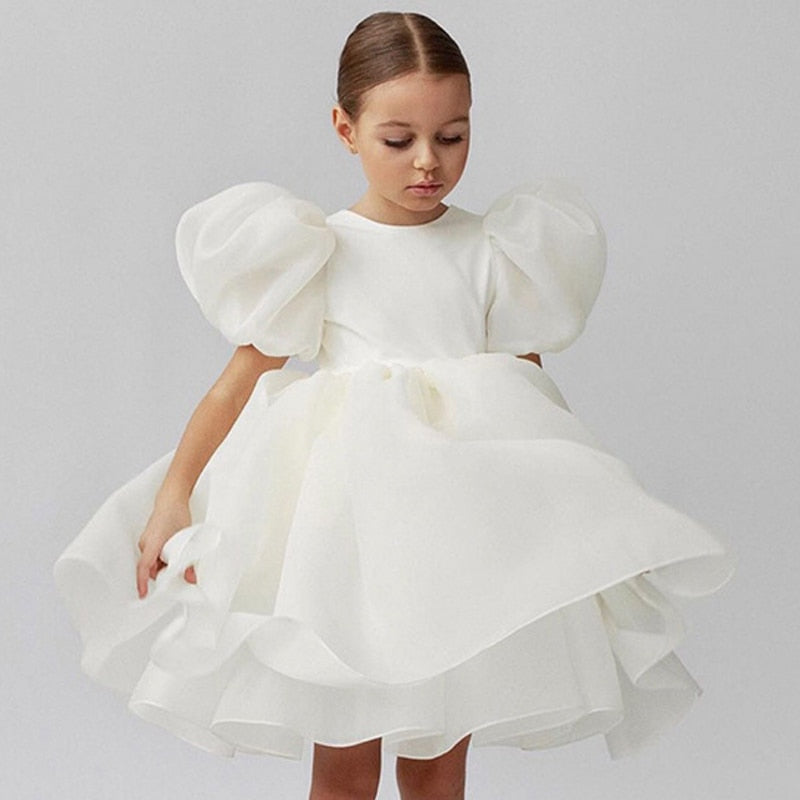 Hubble Sleeve White Princess Kids Wedding Dress for Girls Baptism ...