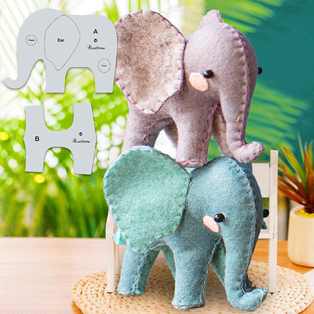 DIY Felt Elephant Template Set - With Instructions