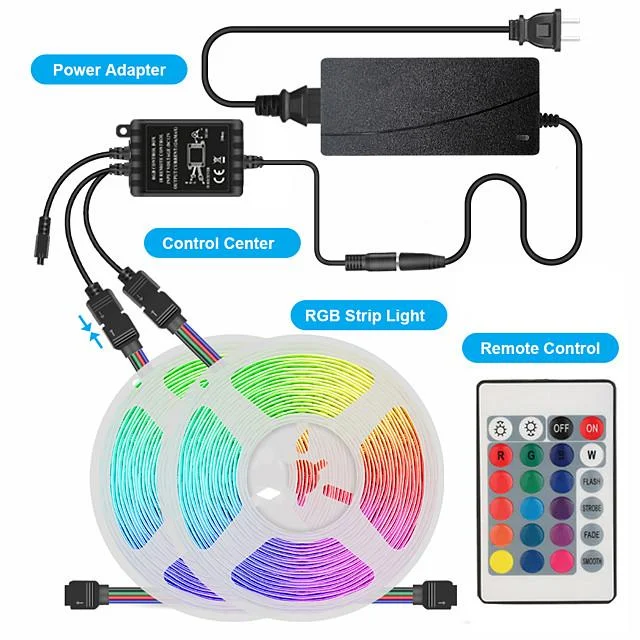 LED Strip Lights 65ft 2x10m WIFI App Intelligent Control 5050 RGB LED ...