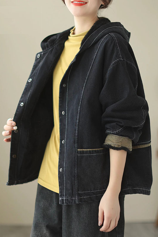 Fall Retro Versatile Short Denim Jacket Hooded Denim Jacket