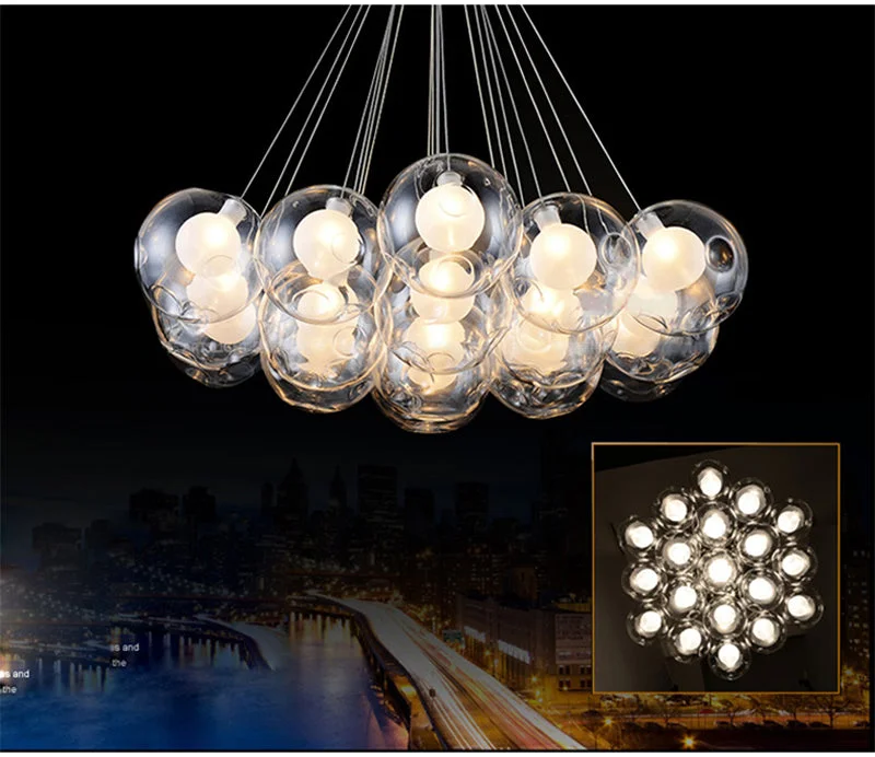 Nordic Modern LED Double-Deck Glass Ball Pendant Lights G4 Bulb Hall Lights