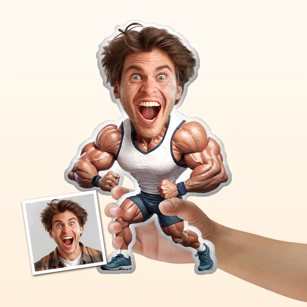 Custom Photo Face Pillow, Muscle Man Valentine'S Day Gift Face Pillow ...