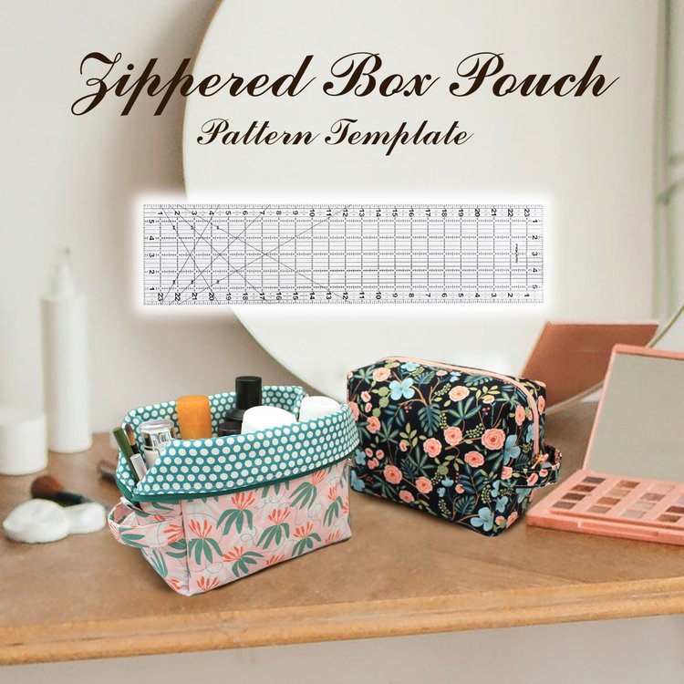 DIY Zippered Box Pouch Pattern Template With Instructions