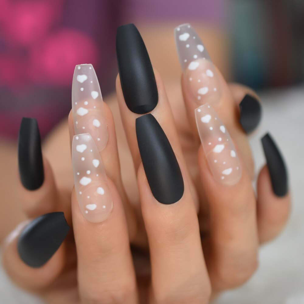 Rainbow Colorful Pre Designed Extra Long Nail Tips Fingernails Art Full ...