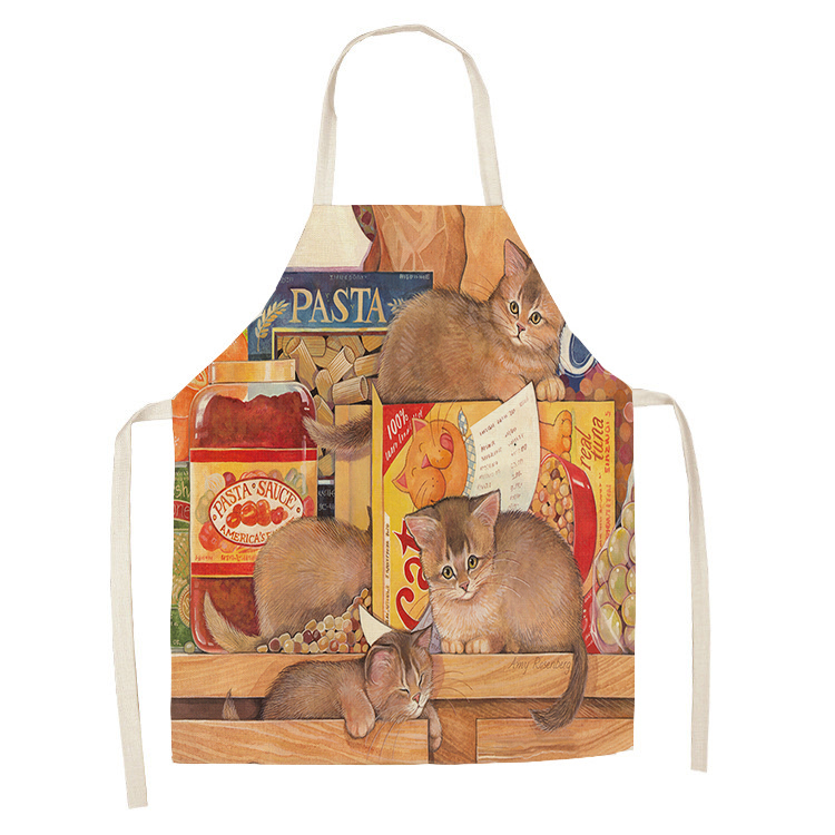 Linen Kitchen Apron - Cats