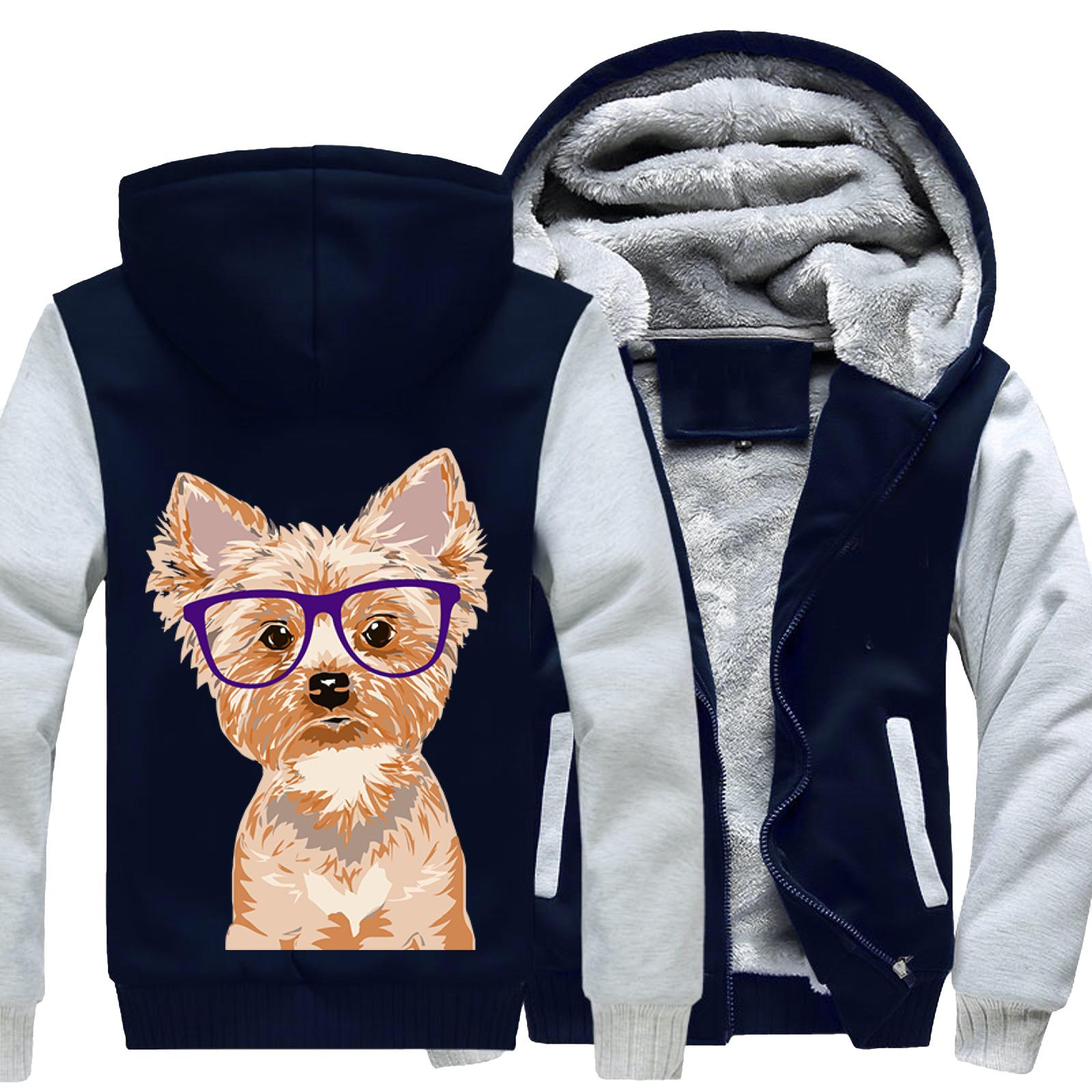 Yorkie Wearing Glasses, Yorkshire Terrier Fleece Jacket