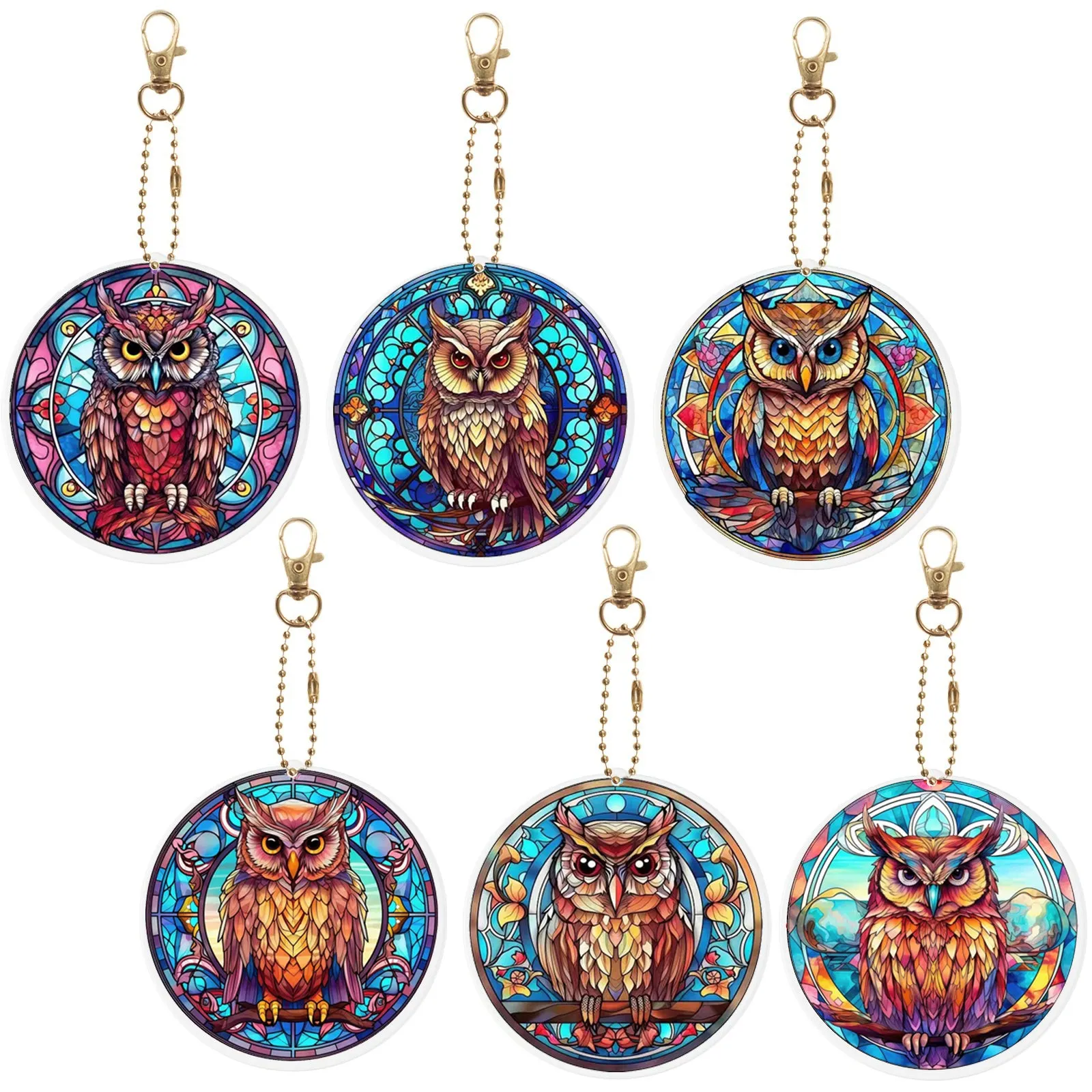 6pcs DIY Diamond Painting Keychain | owl（Single Side