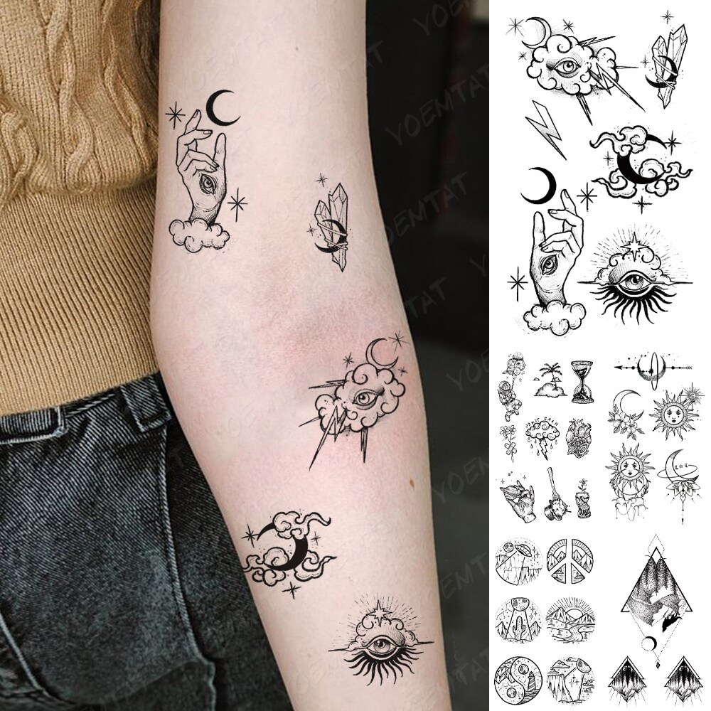 Yyvonne Waterproof Temporary Tattoo Sticker Cloud Lightning Magic Flash ...