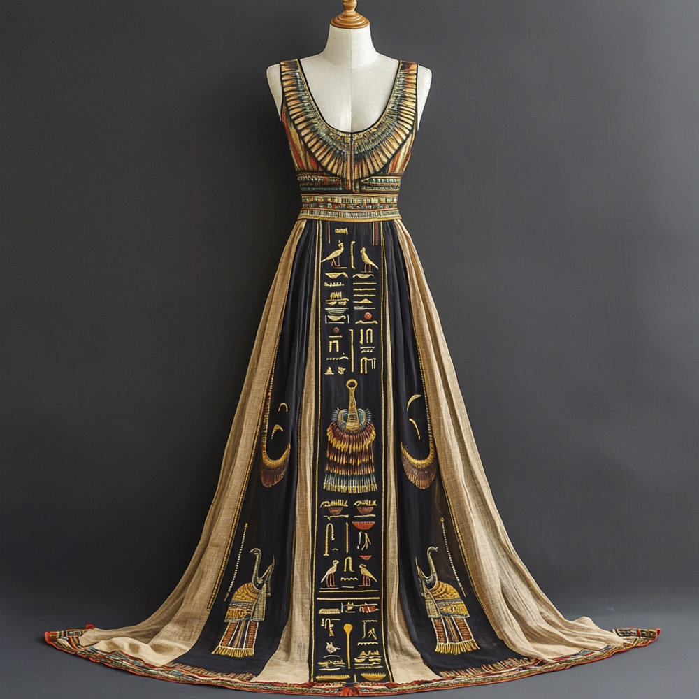 Ancient Egyptian Mythological Elements Women's Linen Vest Large Hem ...
