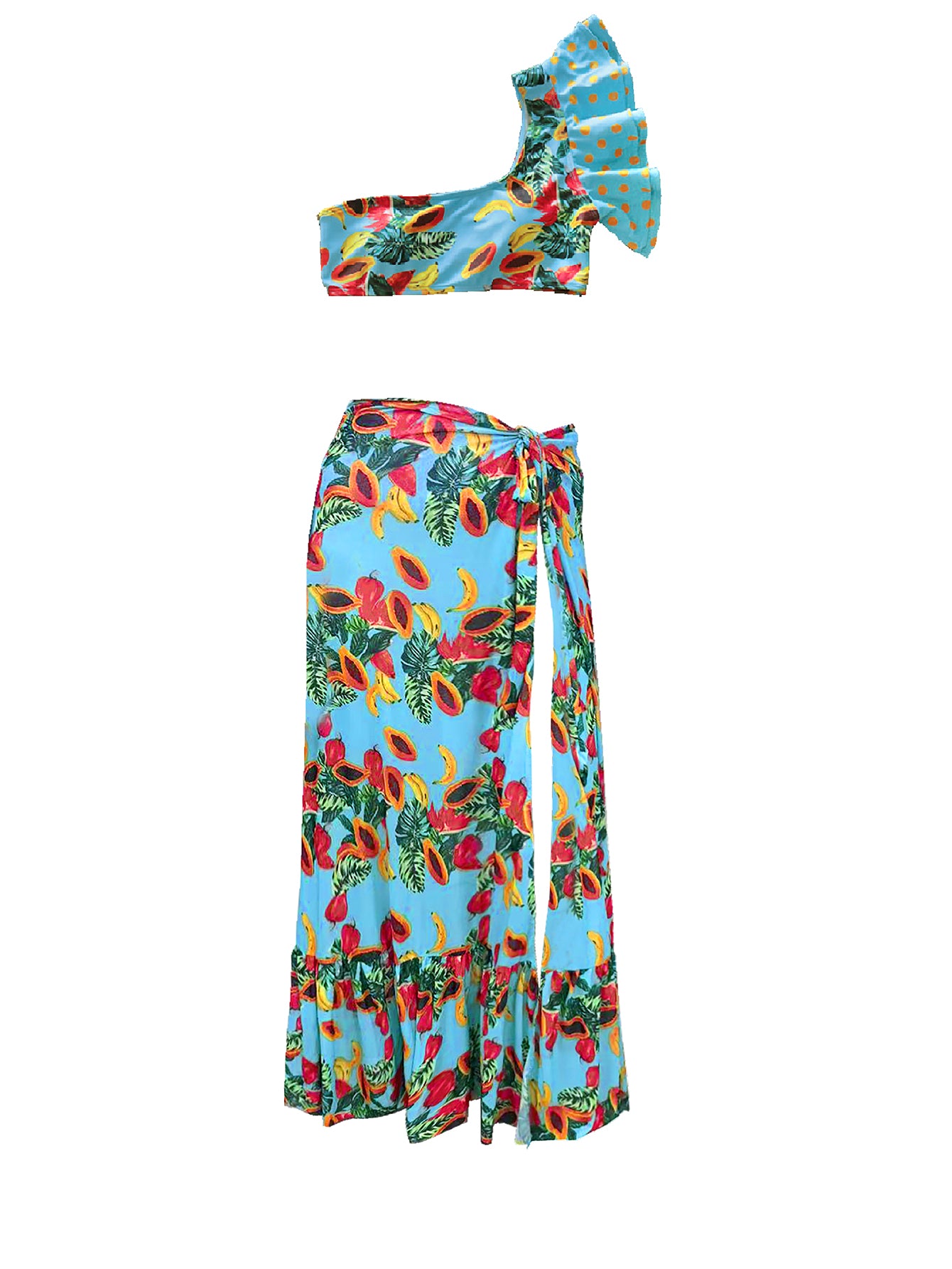 Ruffle One Shoulder Swimsuit Cover Up