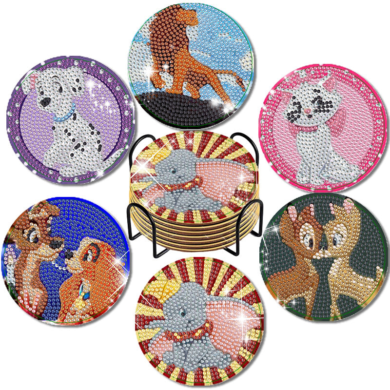 6 pcs set DIY Diamond Painting Coaster | Cartoon