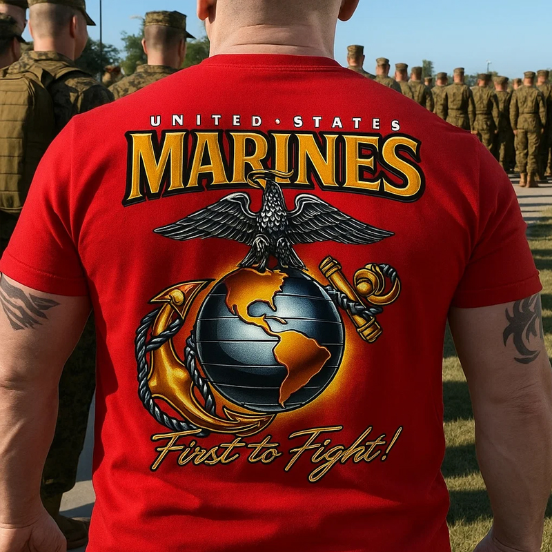 USMC 250th Anniversary Graphic Printed Casual Short Sleeve T-Shirt