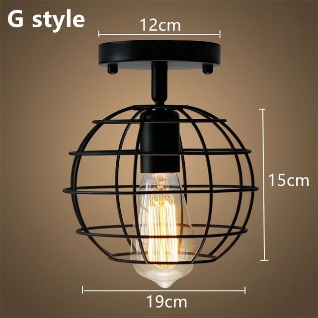 Modern Led Ceiling Lights Adjustable Angle Iron Cage Loft Bulb Ceiling ...