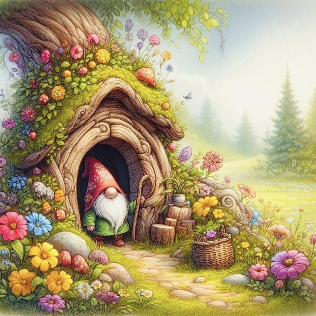 Tree Hole Gnome (velvet cloth) AB drill full round/square diamond painting