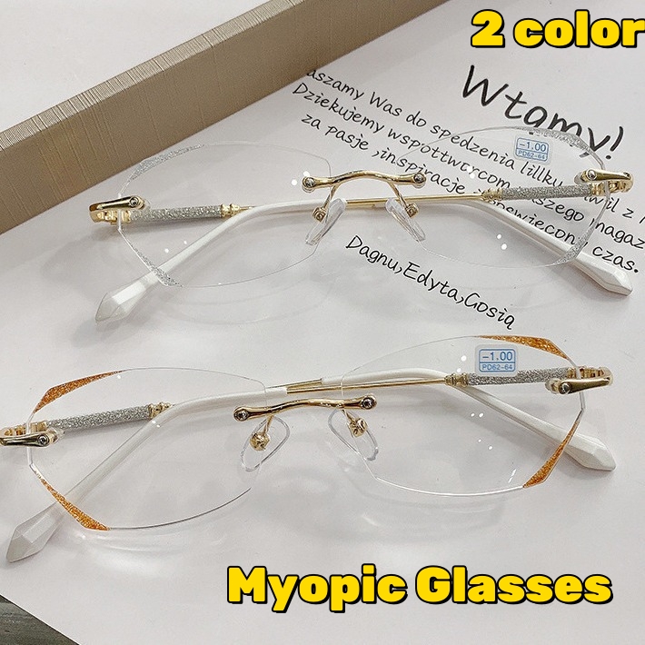 Diamond Cut Edge Frameless Perforated Myopia Glasses Fashionable ...