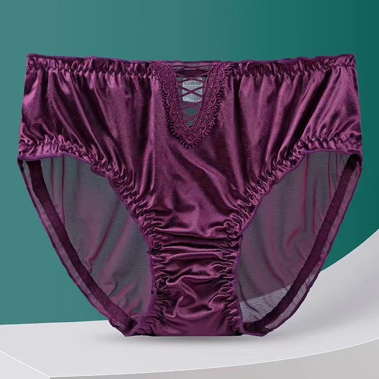Lace underwear men's satin ice silk seamless briefs