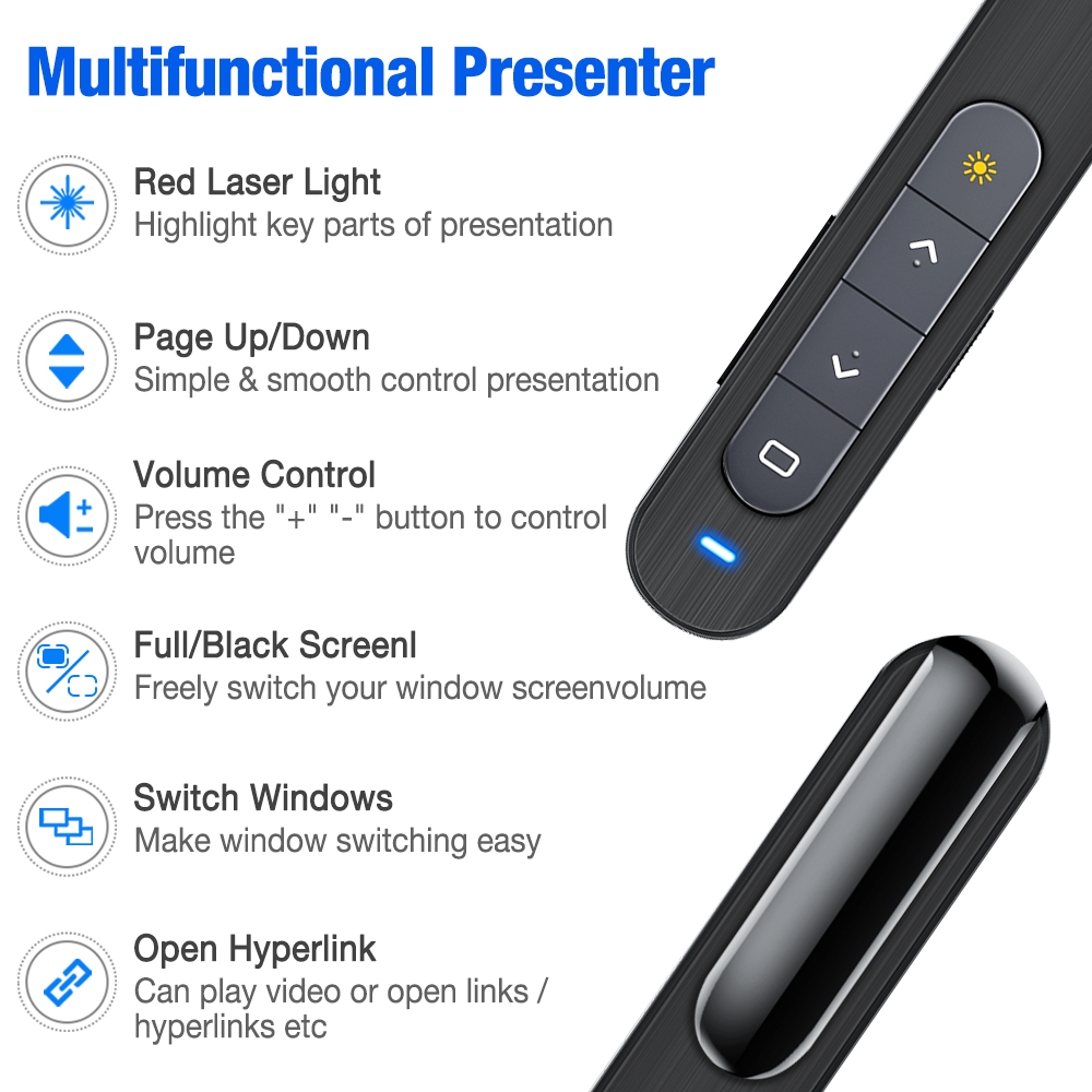 RF 2.4GHz Wireless Presentation Clicker For Red Laser Pointer For PPT ...