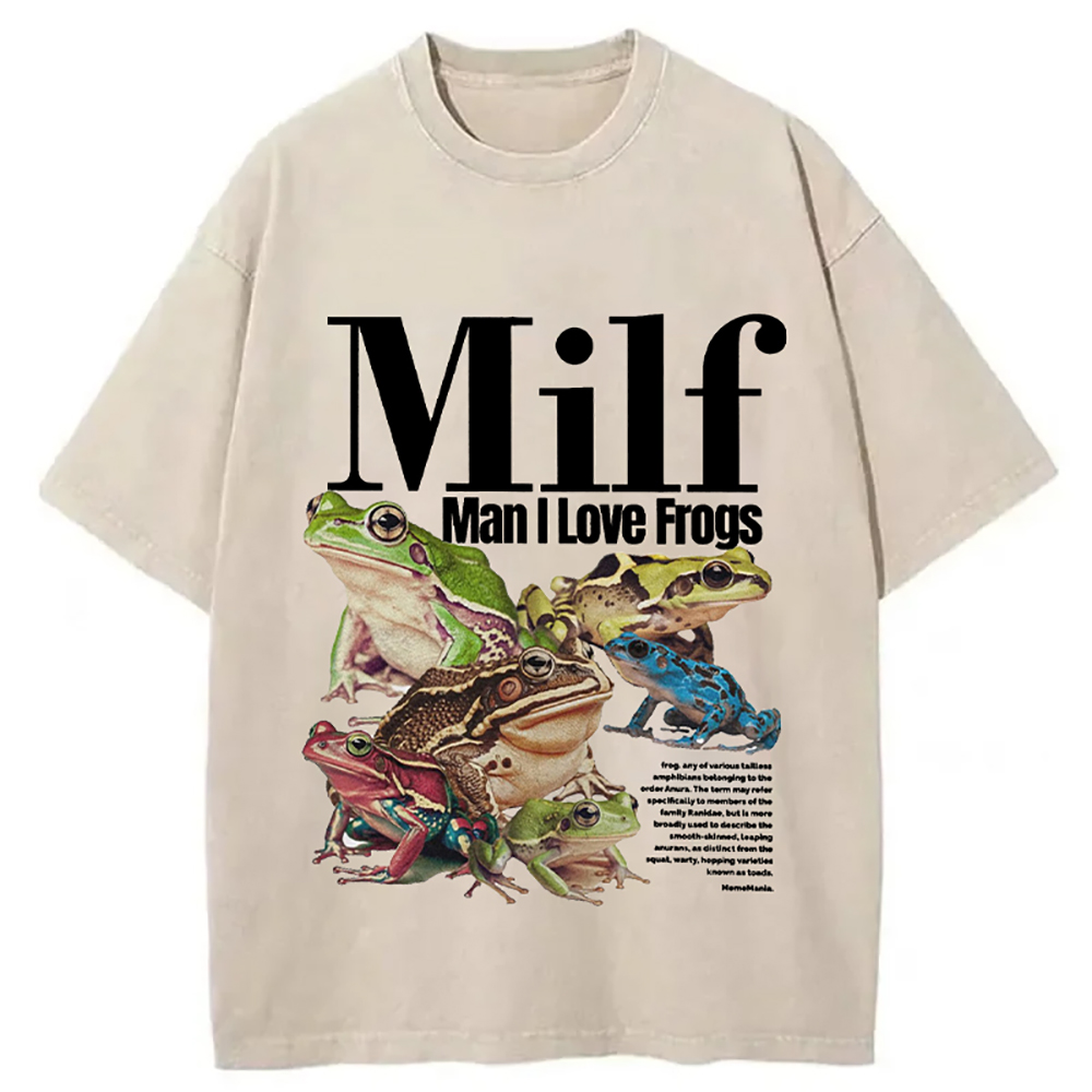 Tokyover Man I Love Frogs Meme Frog Washed Unisex T-Shirt