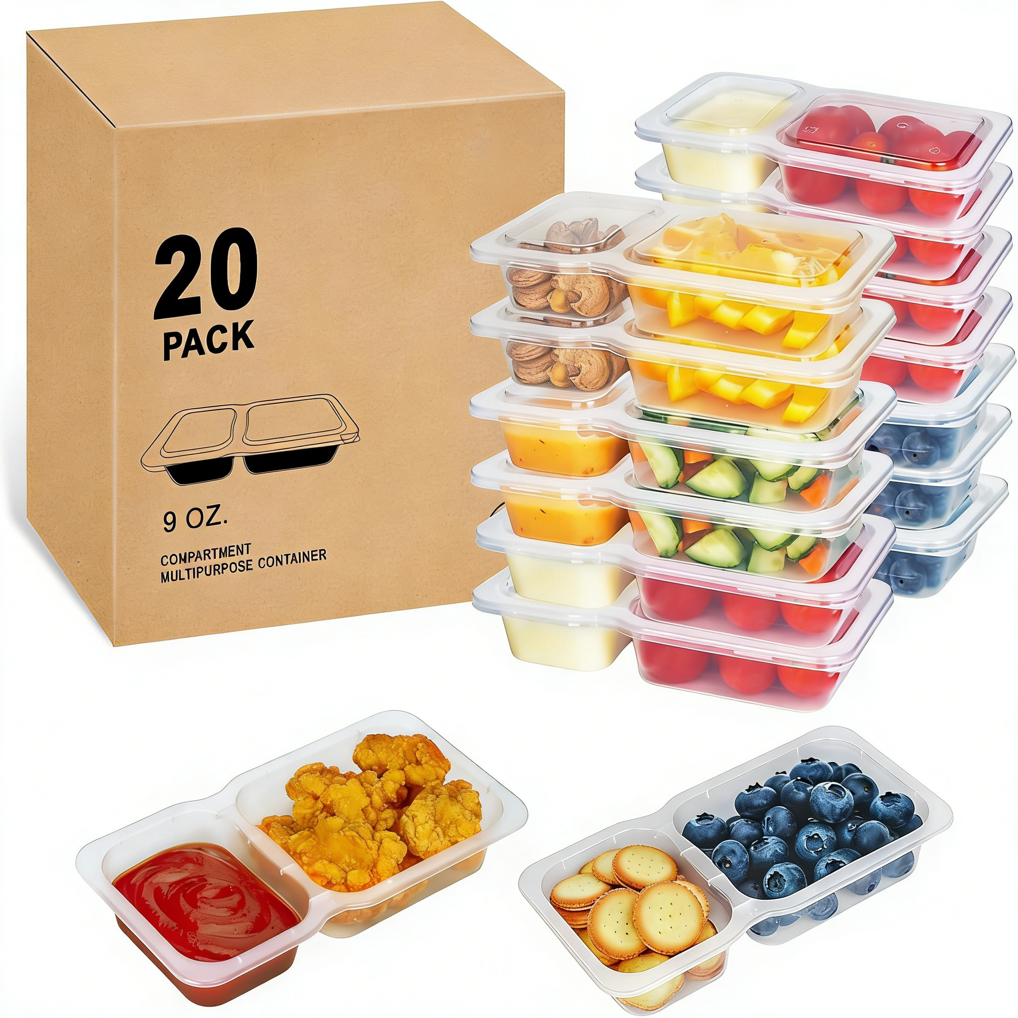 Saker® Two Compartment Snackle Box Container