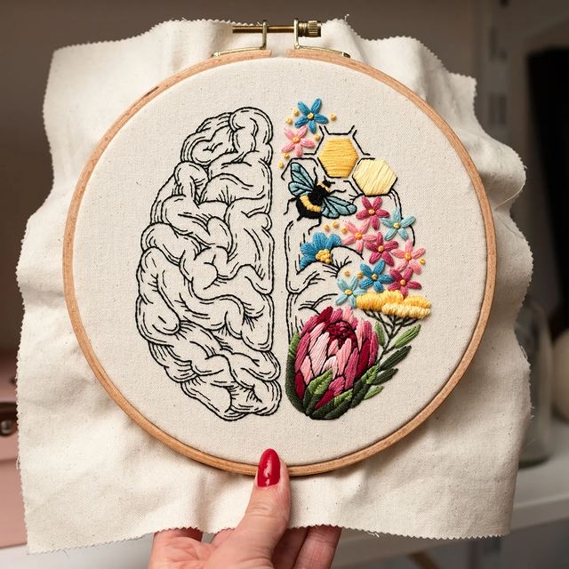 Anatomical Brain Embroidery Pattern